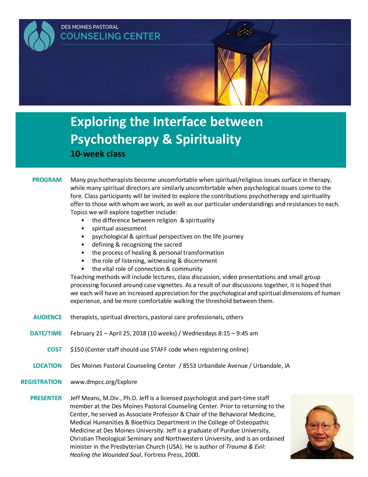 Exploring the Interface Between Psychotherapy and Spirituality - a 10 ...